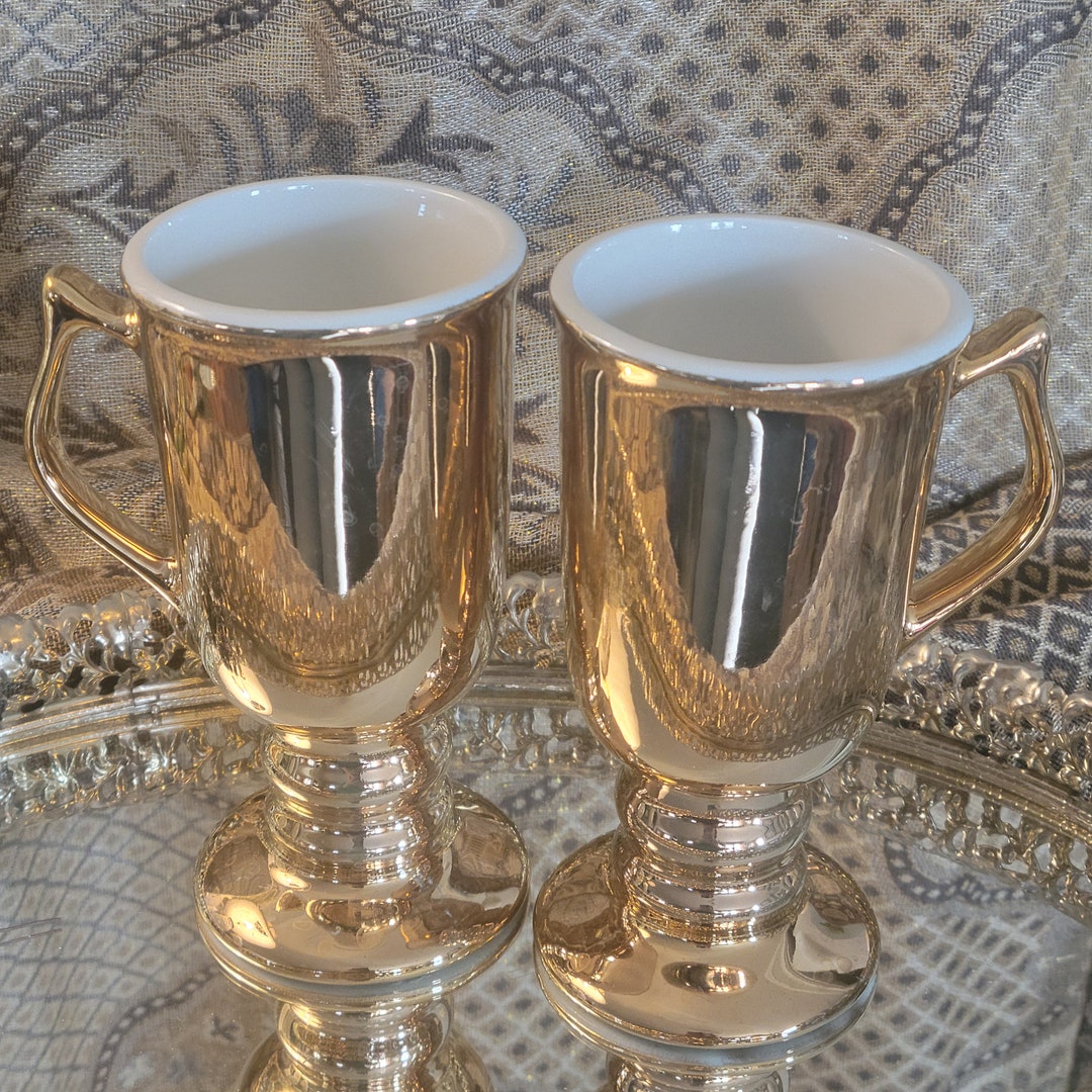 Pair of 2 Hall China "golden Glo" 22 Carat Gold Gilt - Vintage Coffee ...
