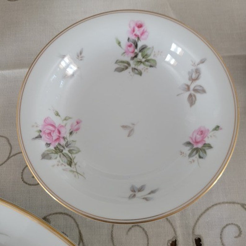 Noritake Rosa Porcelain China - Pink Roses, Buds, Taupe Leaves, Gold ...