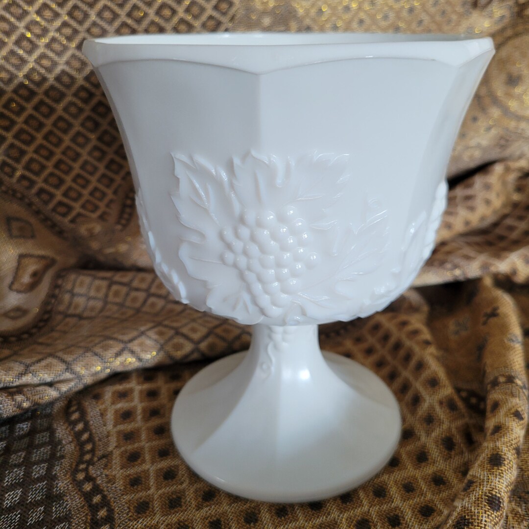 Indiana Colony Milk Glass Harvest Grape 6 1/2" Compote Footed Bowl ...
