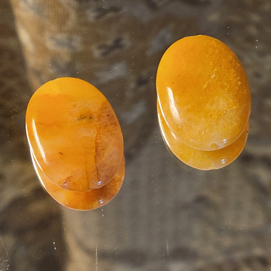 Pair of Honey Agate 26mmx 20 Polished Oval Beads, Earring Focal ...