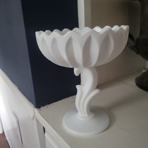 Vintage Art Deco Fluted Milk Glass Footed Bowl/compote by Indiana Glass ...