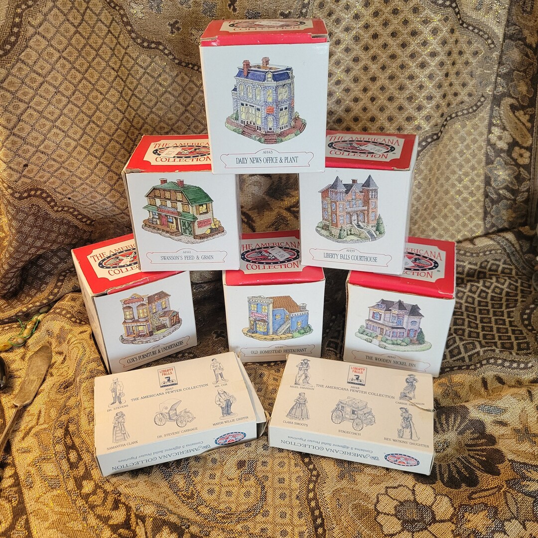 Americana Collection Liberty Falls Village Buildings and Pewter People ...