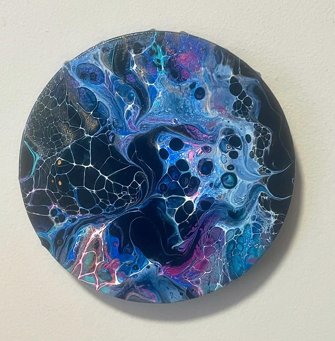 Neptune’s Dream – Original Fluid Acrylic Pour Painting on Round Canvas ...