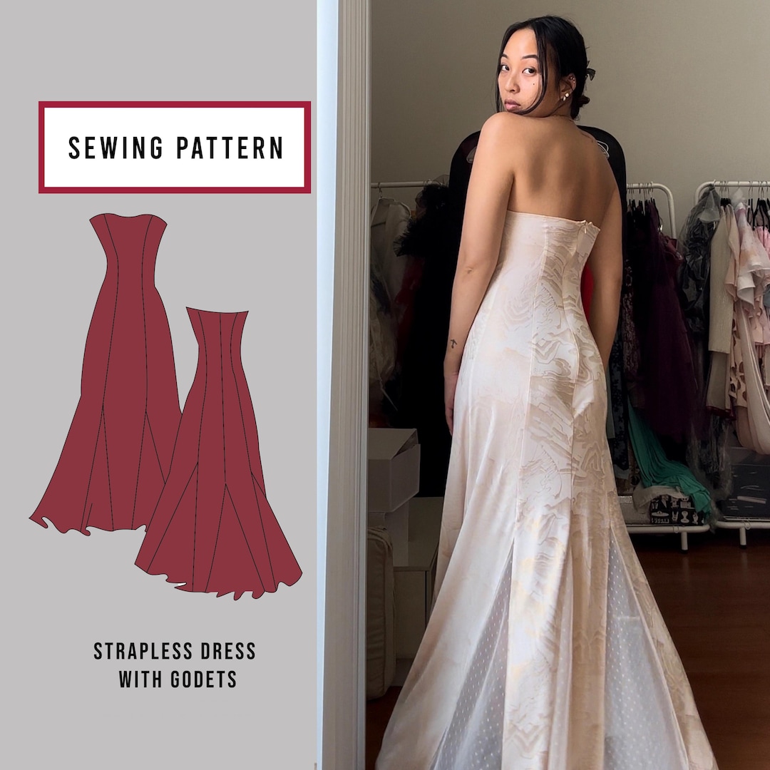 Sweetheart Strapless Dress Sewing Pattern: Fit and Flare Midi/maxi (US ...
