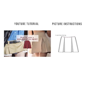 Mini Skirt Sewing Pattern: High Waisted Box Pleat (PDF Pattern) - Etsy