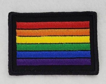 Progress Pride Flag Embroidered Patch LGBT Gay Queer Trans Hook and Loop, Iron-on & Sew-on ...