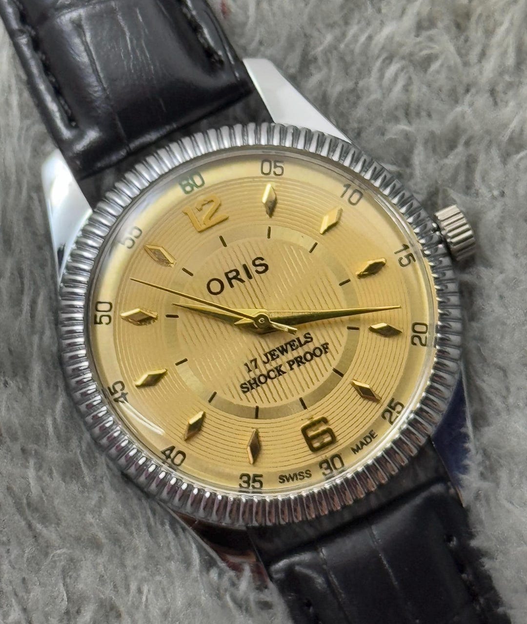 Rare Vintage ORIS Gold New Dial Hand Winding FHF Movement ST-96 Swiss ...