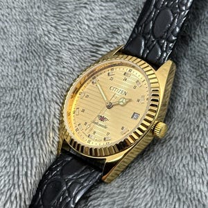 Citizen Gold Dial Date Automatic Men's Watch Authentic Watch Vintage - Etsy