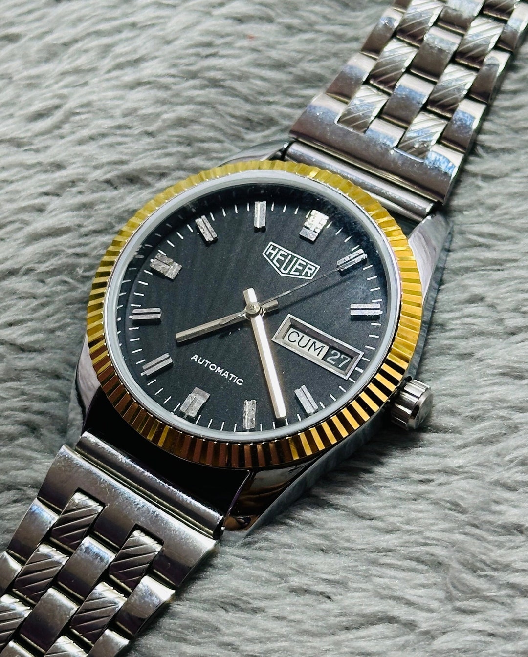Vintage Tag Heuer Geneve Automatic Swiss Made Day Black Date Dial for ...