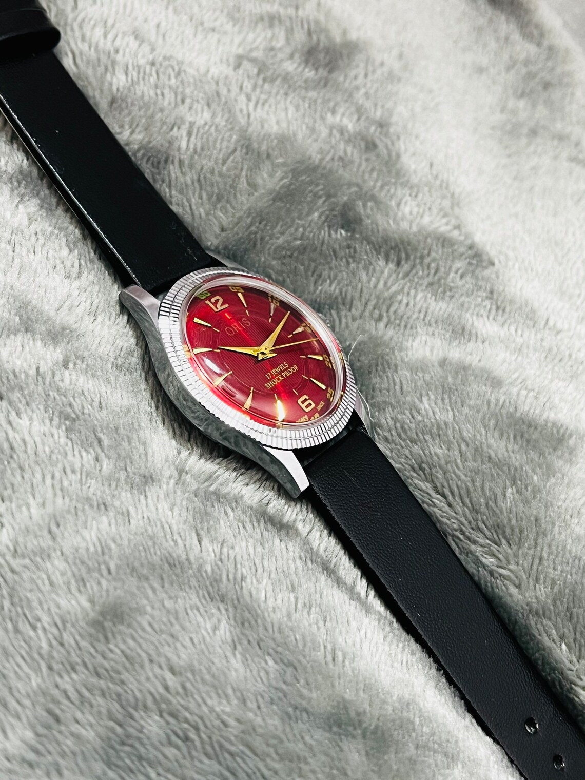 Vintage Rare ORIS Red Dial Hand Winding Wrist Watch Men's Gents FHF ...