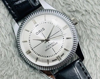 Rare Vintage ORIS Silver Dial Hand Winding FHF Movement ST-96 Swiss ...