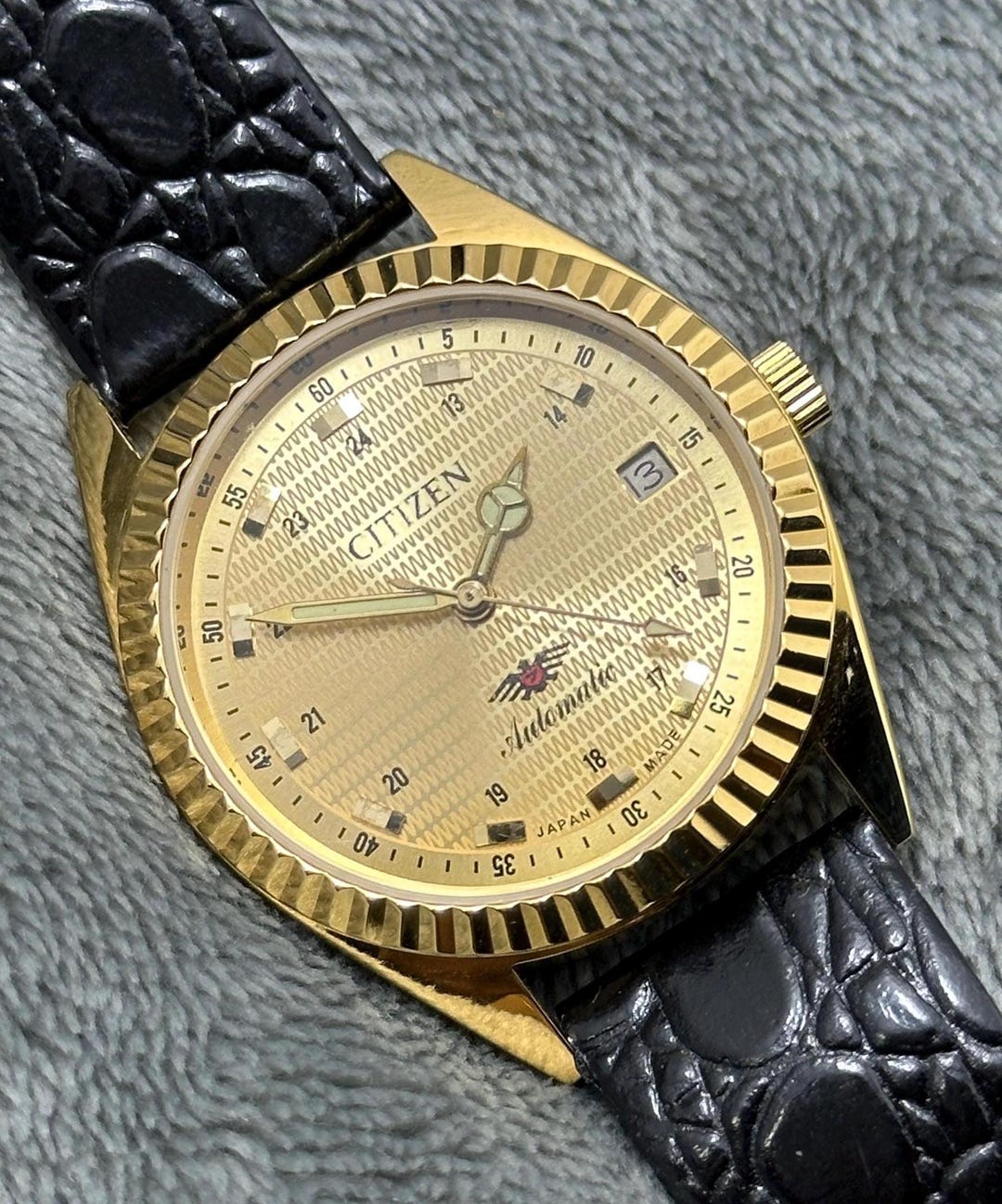 Citizen Gold Dial Date Automatic Men's Watch Authentic Watch Vintage - Etsy