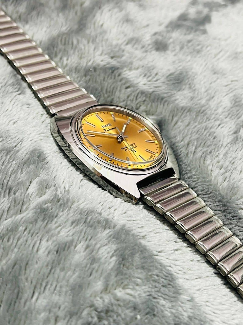 Vintage HMT Kohinoor Gold Dial Hand Winding Men's Watch Movement 17 ...