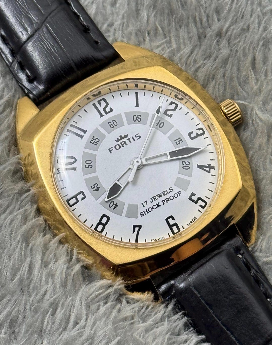 Rare Vintage Fortis White Dial Hand Winding FHF Movement ST-96 Swiss ...