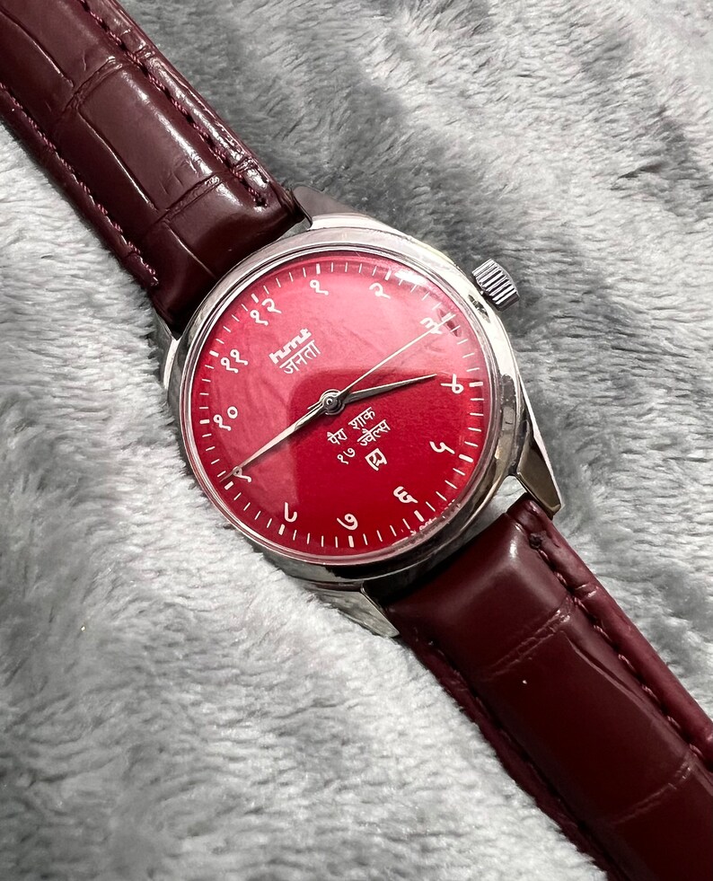 Vintage HMT Janata Red Hindi Dial Hand Winding Men's Watch - Etsy