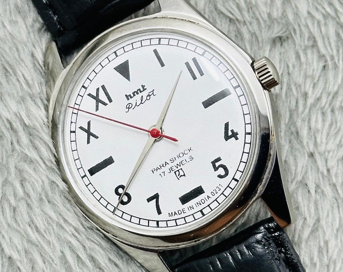 Vintage HMT Pilot White Dial Winding Men's Watch Movement 17 Jewels - Etsy