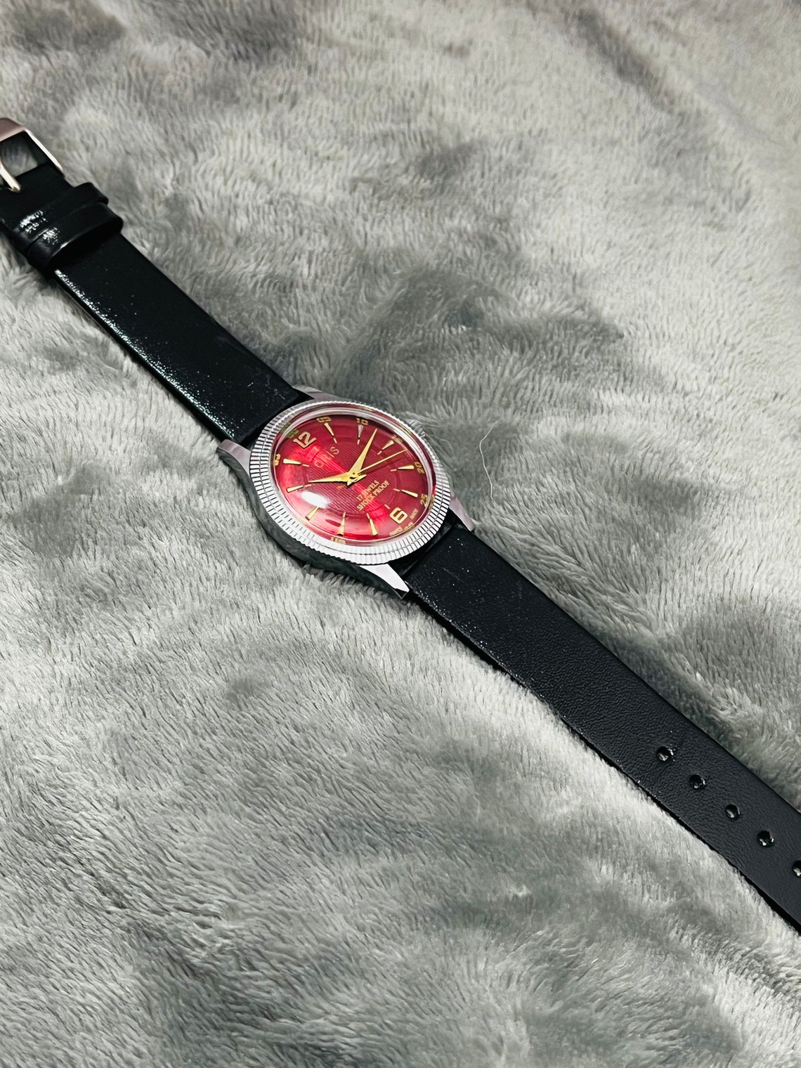 Vintage Rare ORIS Red Dial Hand Winding Wrist Watch Men's Gents FHF ...