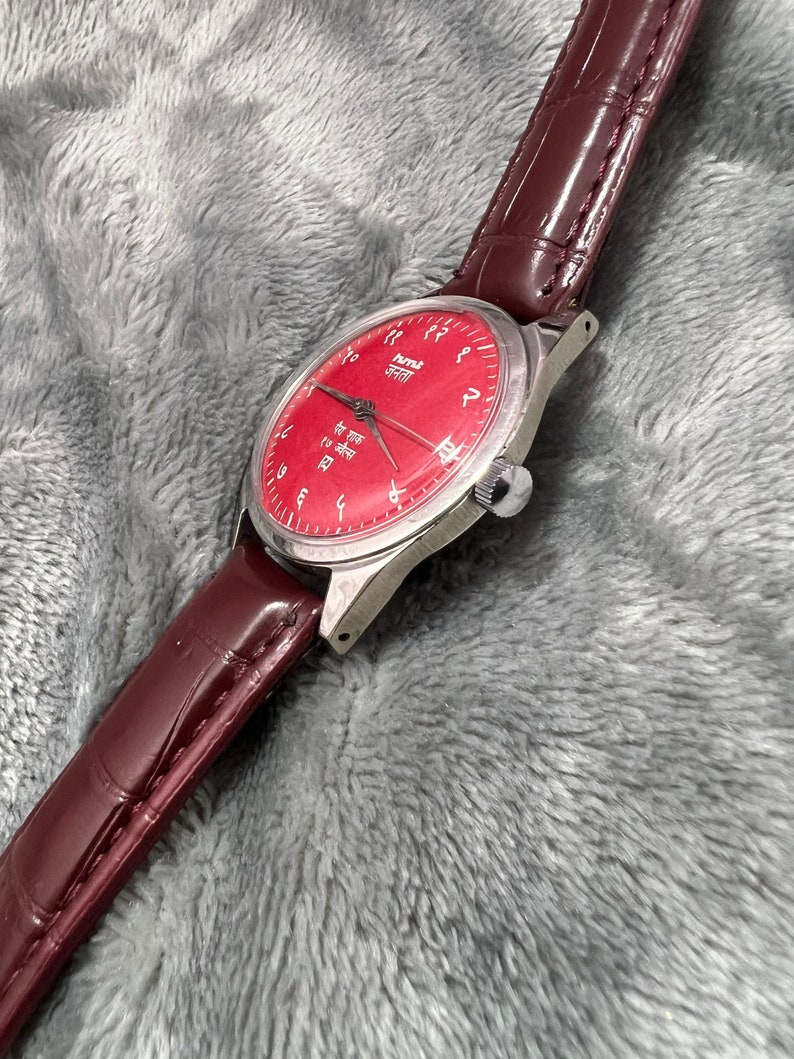 Vintage HMT Janata Red Hindi Dial Hand Winding Men's Watch Movement 17 ...