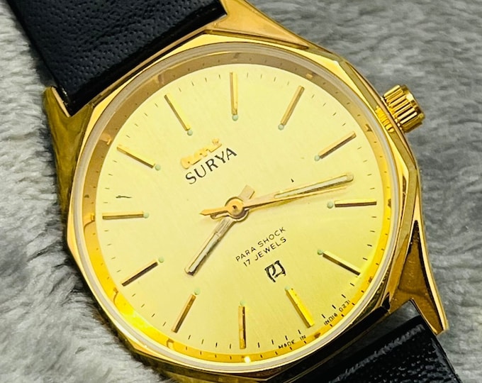 Vintage HMT Ashwini Tank Golden Dial Gold Plated Hand Winding 17jewels ...