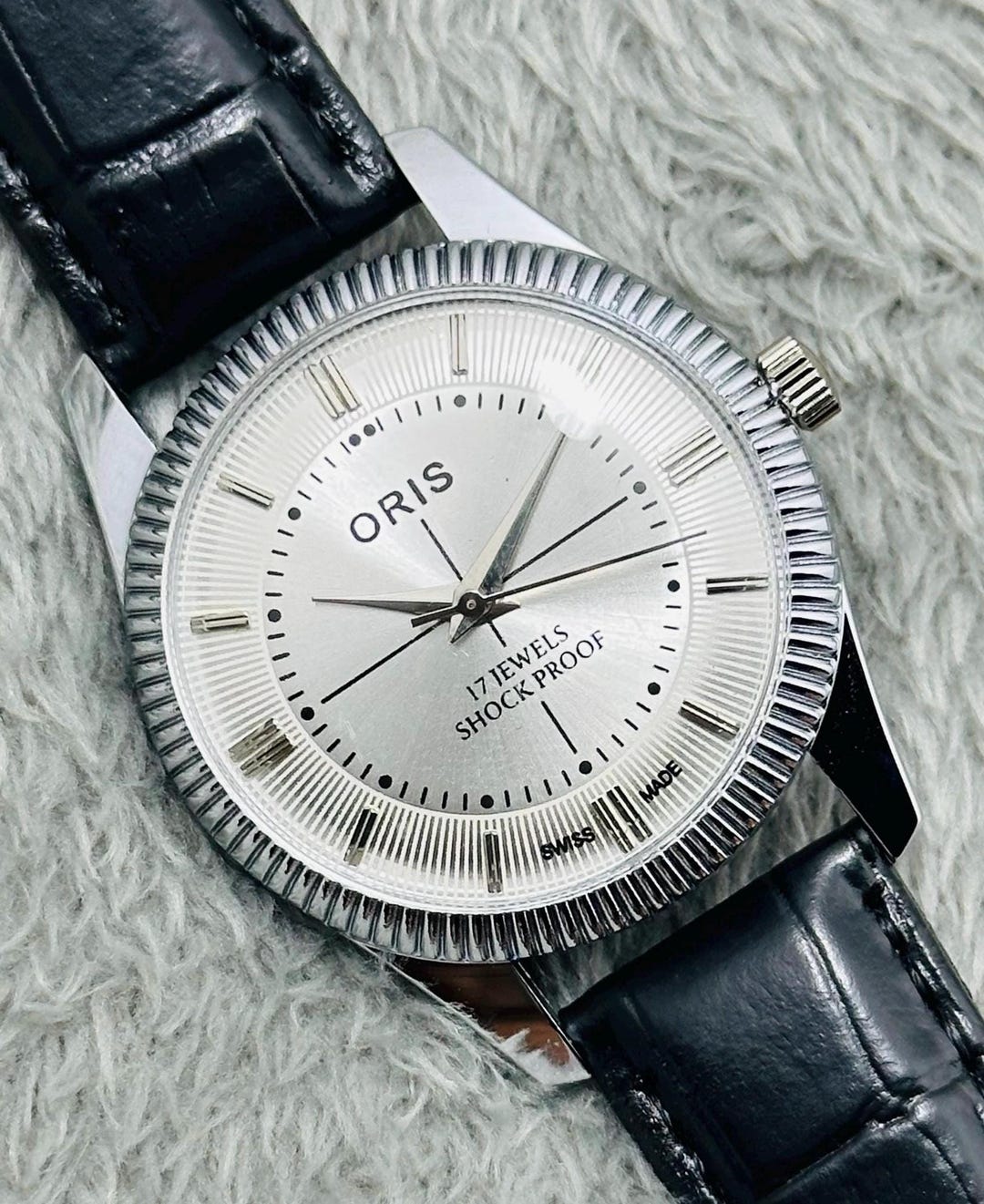 Vintage Rare Oris Silver Dial Hand Winding Wrist Watch Men's Gents FHF ...