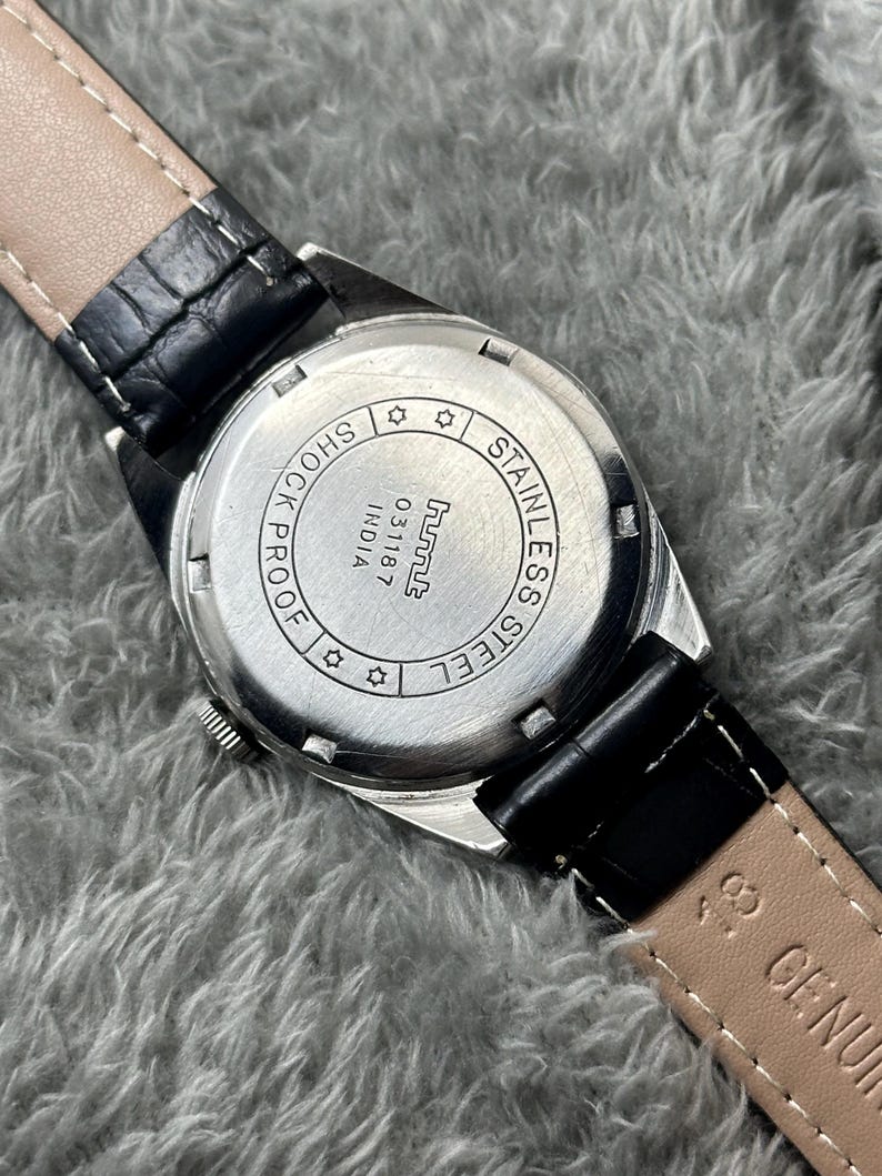 Vintage HMT Janata Hindi Cyan Dial Hand Winding Men's Watch Movement 17 ...