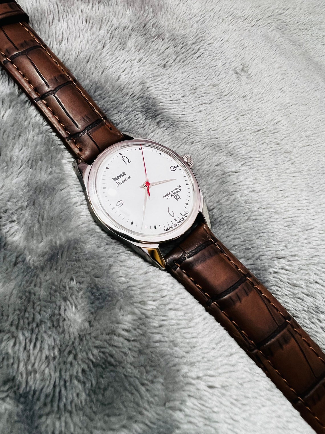 Vintage HMT Janata White Dial Hand Winding Men's Watch Movement 17 ...