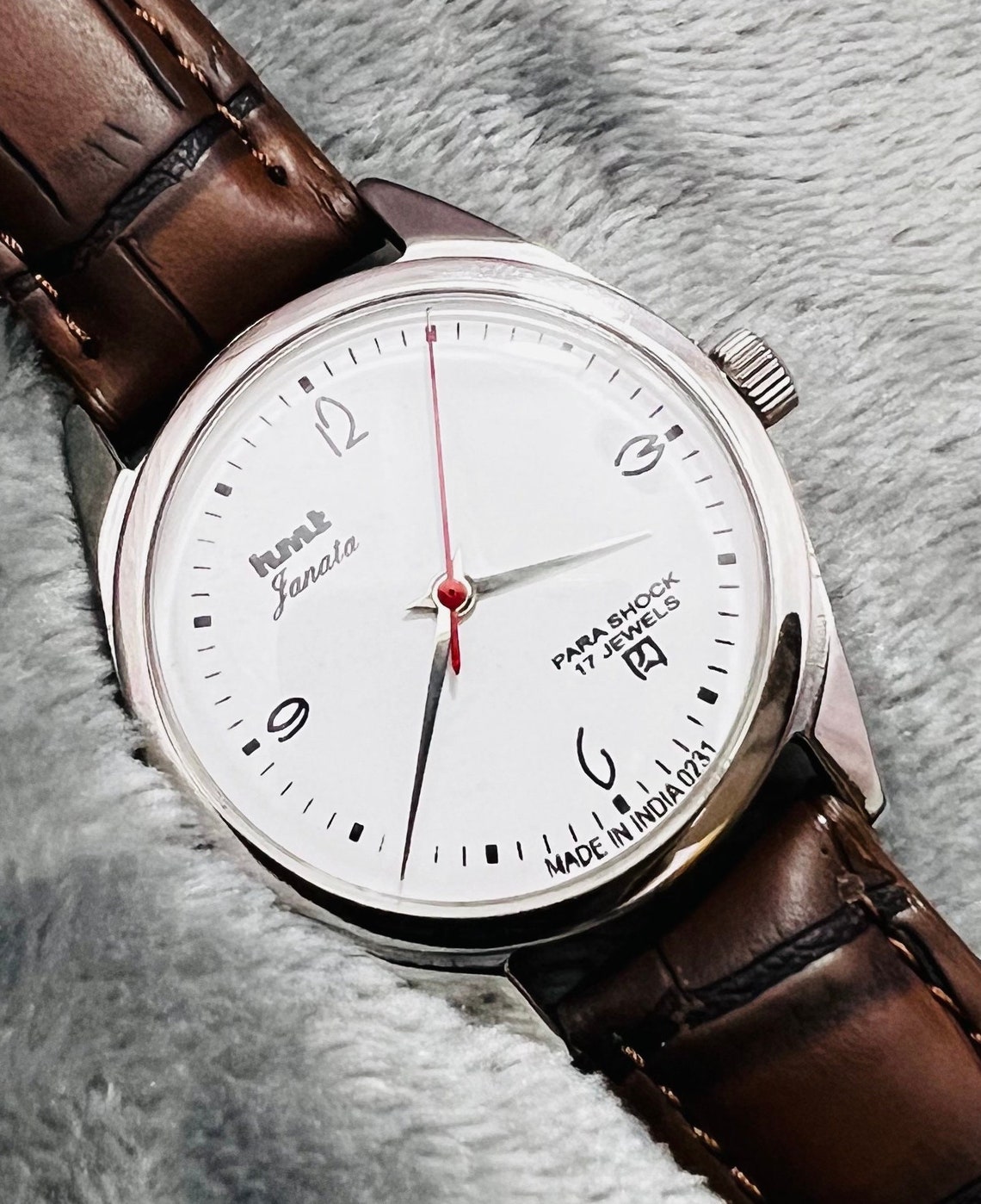 Vintage HMT Janata White Dial Hand Winding Men's Watch Movement 17 ...