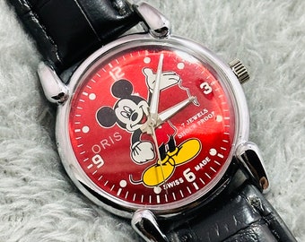 Vintage Rare ORIS Red Dial Hand Winding Wrist Watch Men's Gents FHF ...