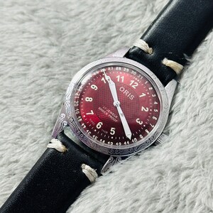 Vintage Rare Oris Red Dial Hand Winding Wrist Watch Men's Gents FHF ...