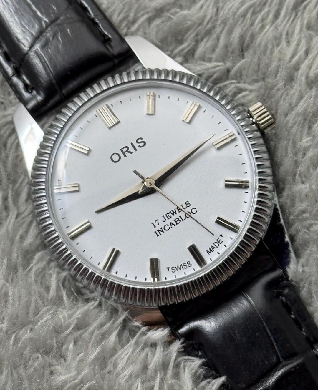 Vintage Rare Oris White Dial Hand Winding Wrist Watch Men's Gents FHF ...