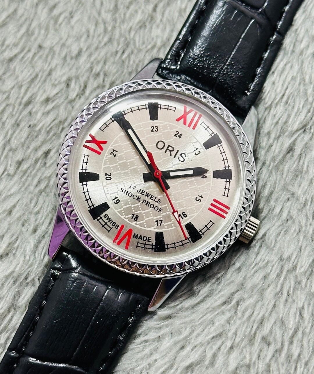 Vintage Rare Oris Silver Dial Hand Winding Wrist Watch Men's Gents FHF ...