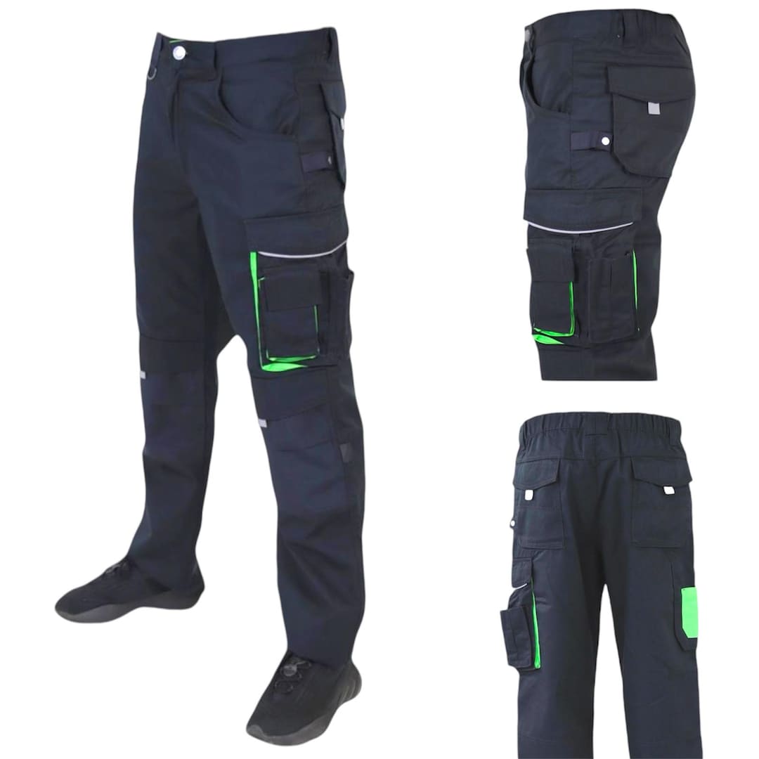Men's Combat Cargo Work Trousers Knee Pad Pockets Safety Utility Heavy ...