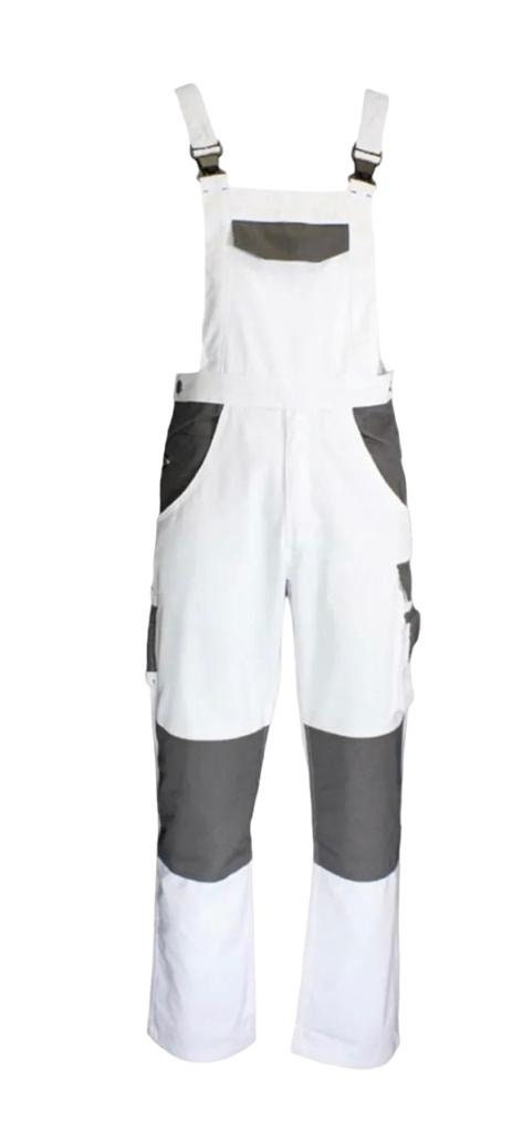 Men's Painters Decorators Bib & Brace Overalls Knee Pad Pockets White ...