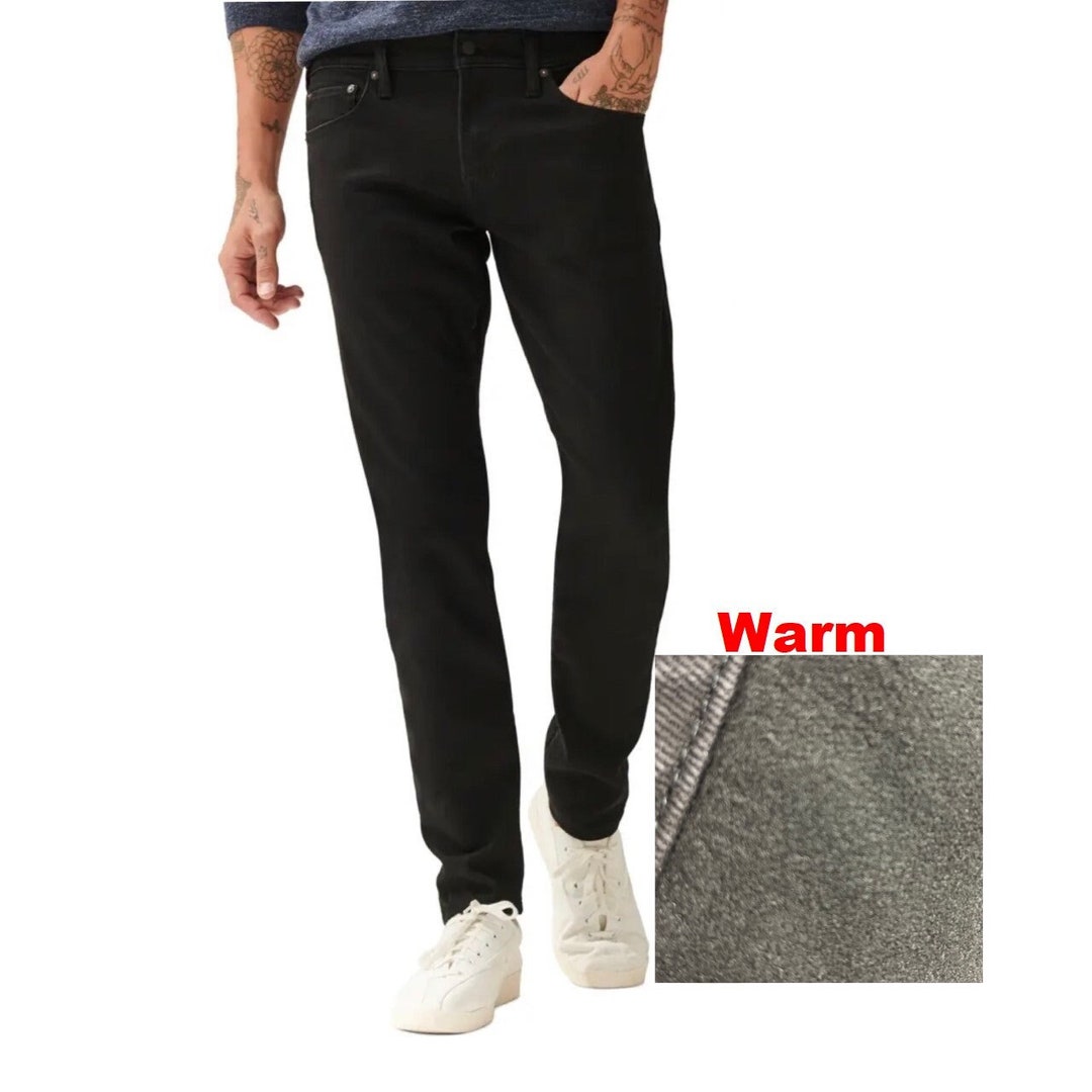 Men's Black Thermal Jeans | Winter Warm Fully Lined Outdoor Soft Denim Pants | Perfect for ...