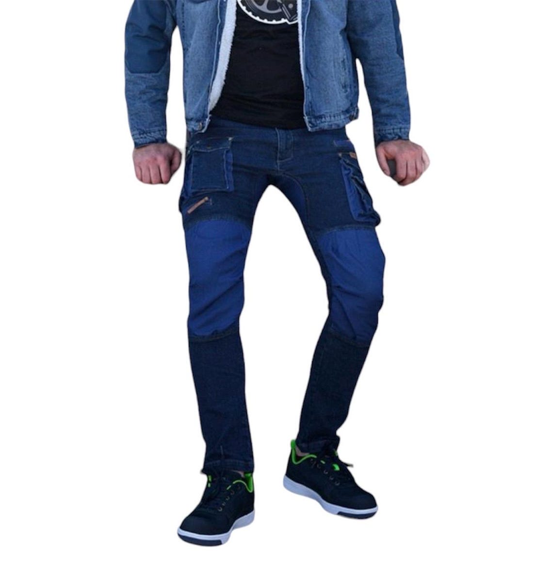 Mens Combat Cargo Slim Fit Stretch Heavy Duty Work Jeans With Knee Pad ...