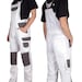 Men's Painters Decorators Bib & Brace Overalls Knee Pad Pockets White ...