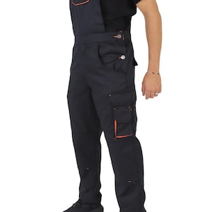 Bib and Brace Overalls Heavy Duty Work Trousers Combat Cargo Dungarees ...