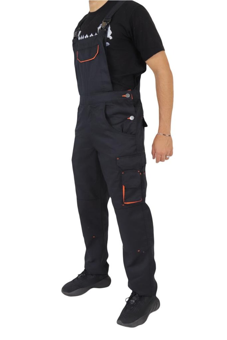 Bib and Brace Overalls Heavy Duty Work Trousers Combat Cargo Dungarees ...