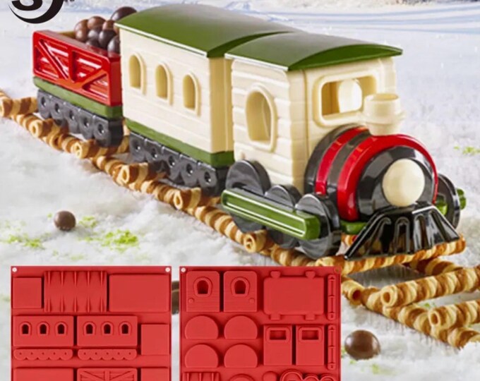 Christmas Train, Christmas Large Size Silicone Cake Decorating Mold ...