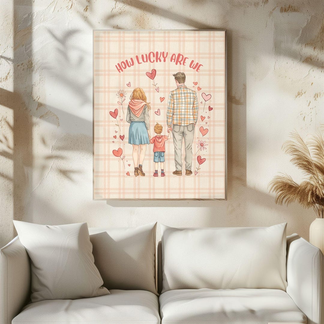 How Lucky Are We Family Printable Wall Art, Boy Parent Family ...