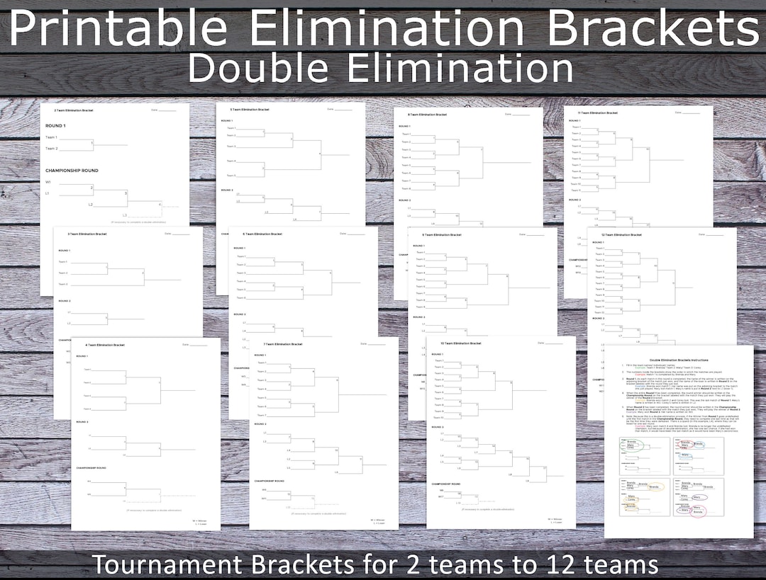 2, 3, 4, 5, 6, 7, 8, 9, 10, 11, & 12 Elimination Brackets, Tournament ...