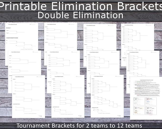 Tournament Bracket Templates | Sports Bracket Printable Set | 4, 8, 16 ...