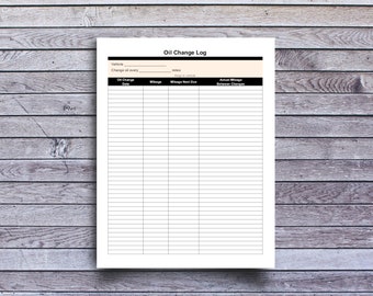 Oil Change Log - Etsy