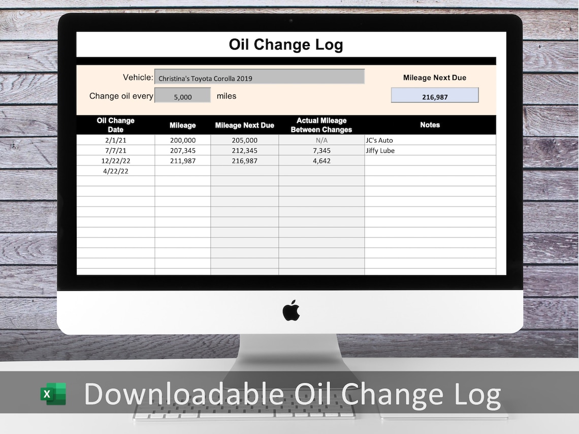 Oil Change Log, Oil Change Calculator, Oil Change Sheet, Downloadable ...