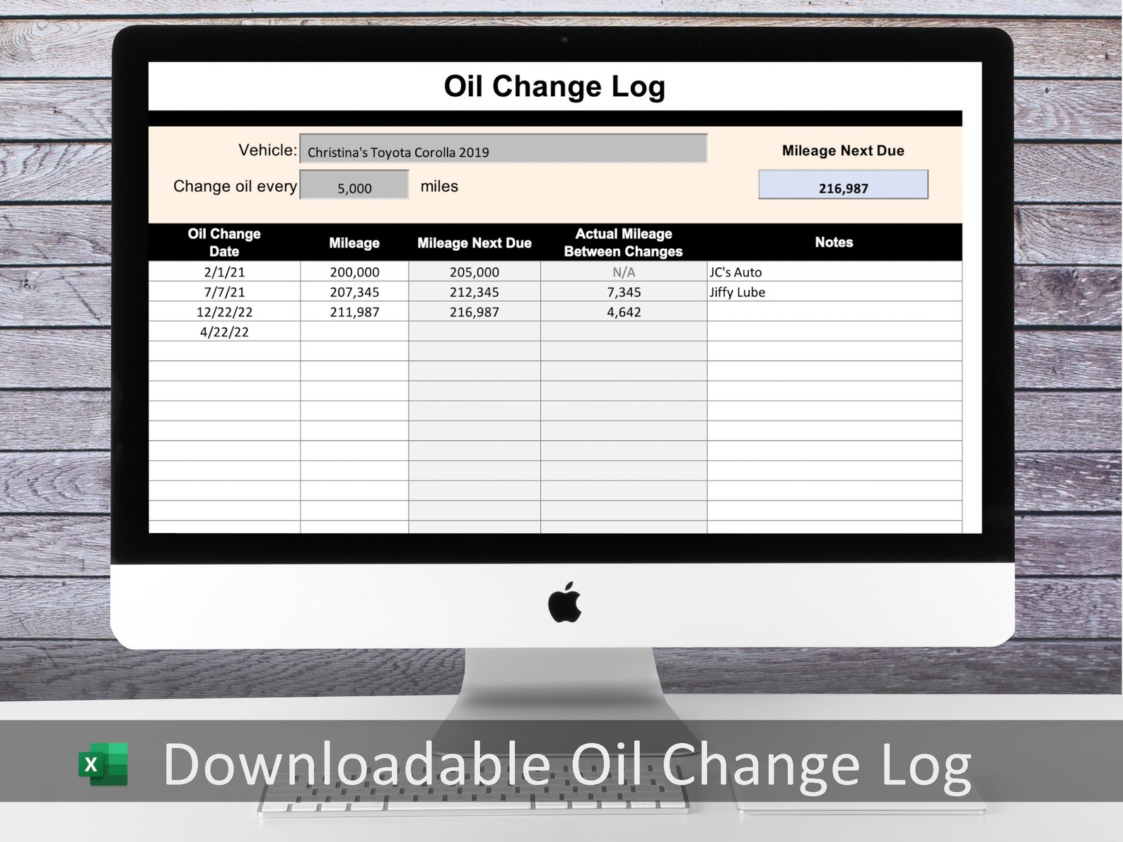 Oil Change Log, Oil Change Calculator, Oil Change Sheet, Downloadable ...