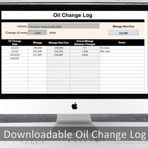 Oil Change Log, Oil Change Calculator, Oil Change Sheet, Downloadable ...