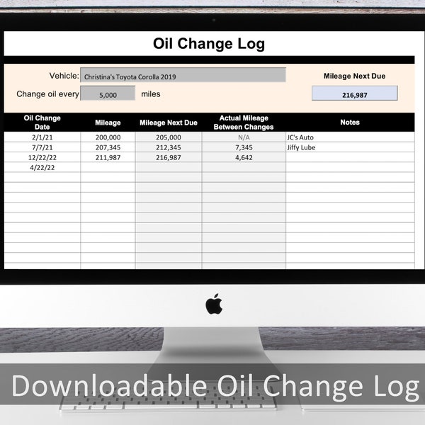 Oil Change Log - Etsy
