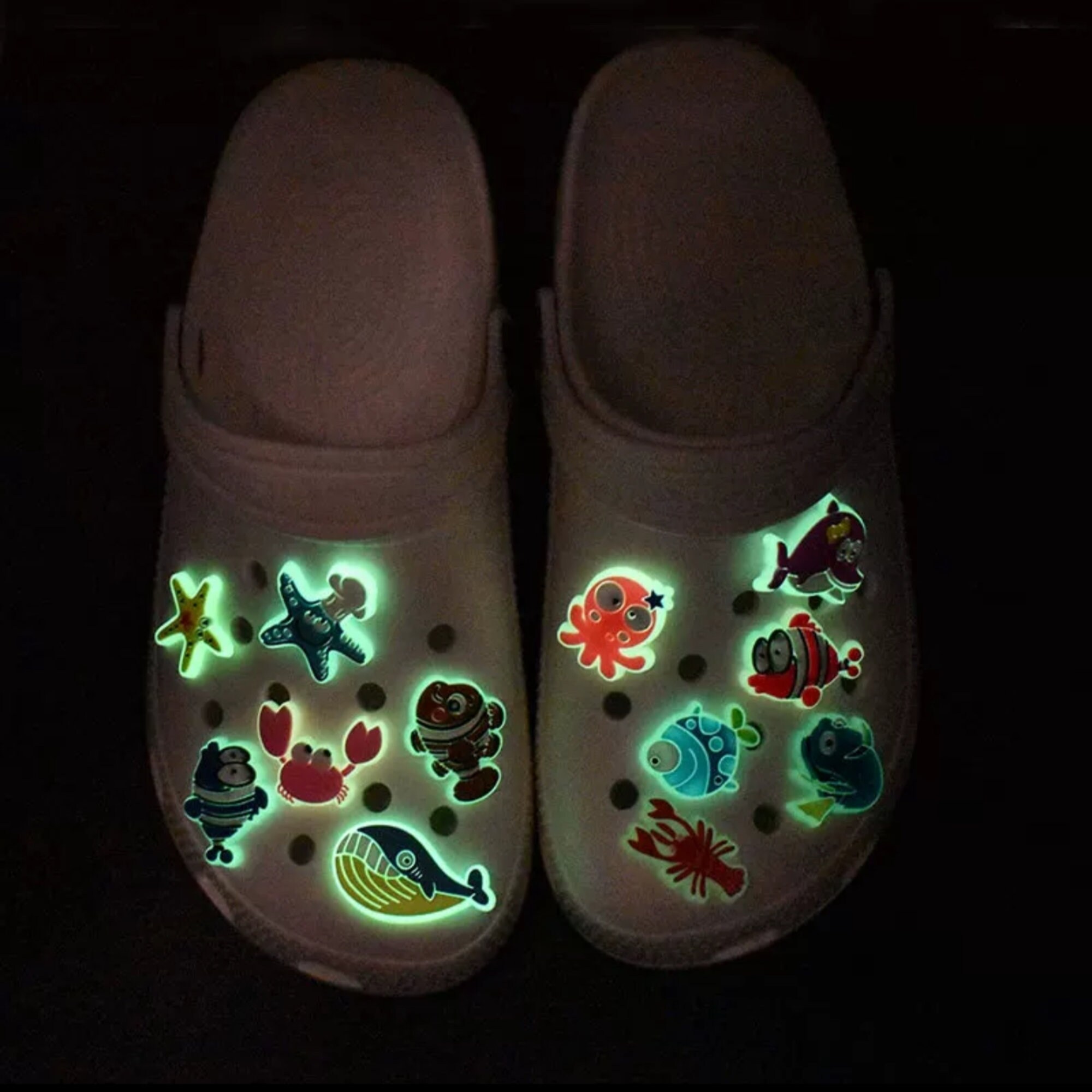 Sea Life Series Fish Star Crab PVC Shoe Charm for Crocs Shoes Glow in ...