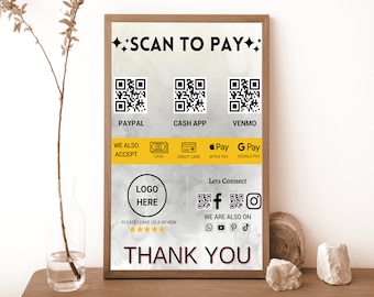 Editable QR Code Sign Printable Payment Sign Scan to Pay - Etsy