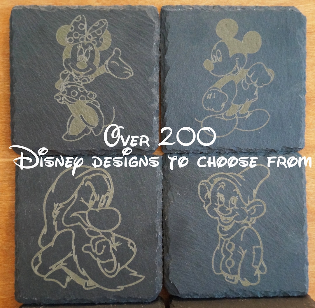 Disney Slate Coaster Set - 4 Inch Laser Engraved - Etsy